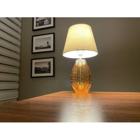 Abajur de Cristal Murano Âmbar Com Cúpula