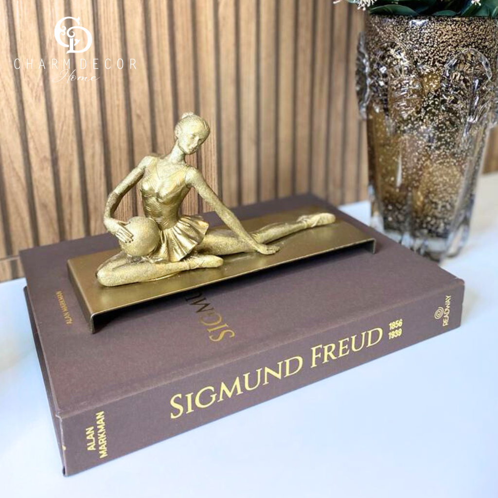 Livro Caixa MDF Decorativo Marrom Com Dourado Sigmundo Freud