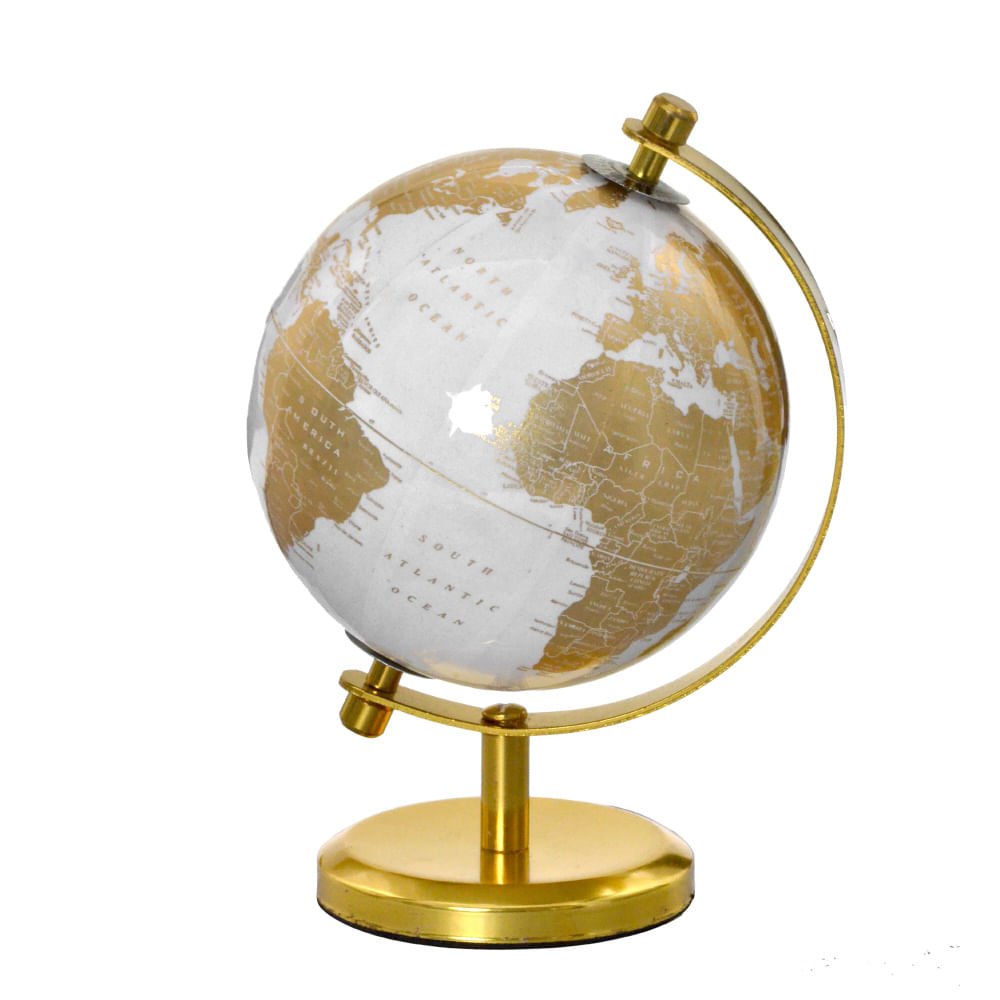 Mini Globo Decorativo Decorativo Branco Com Dourado
