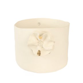 Cachepot Giverny Gold em Porcelana Com Flores Aplicadas e Ouro G