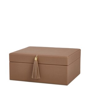 Caixa em MDF Com Revestimento em PU Marrom P 23,5x20x11cm