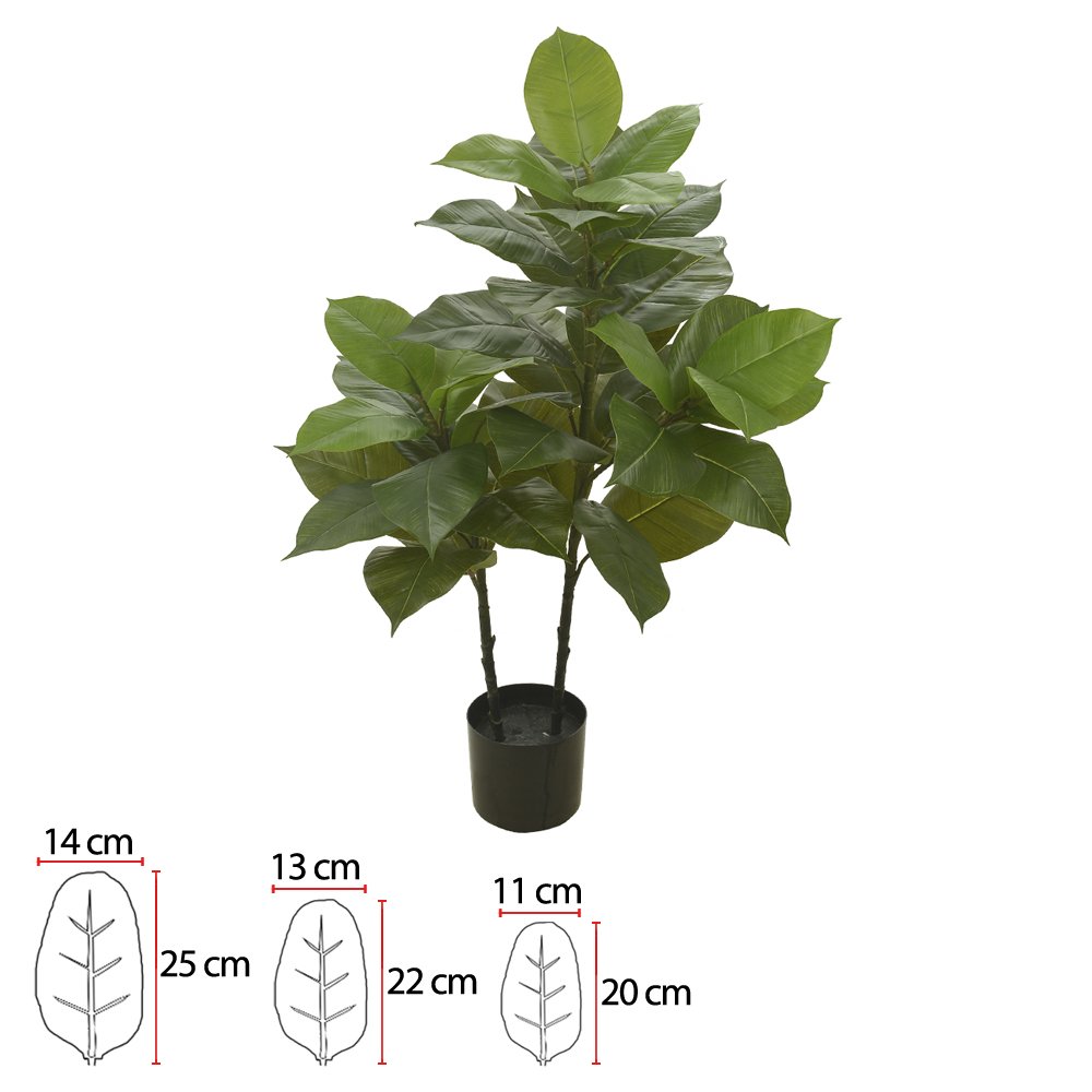 Árvore Ficus Elastica Real Toque Com Pote Verde 1m
