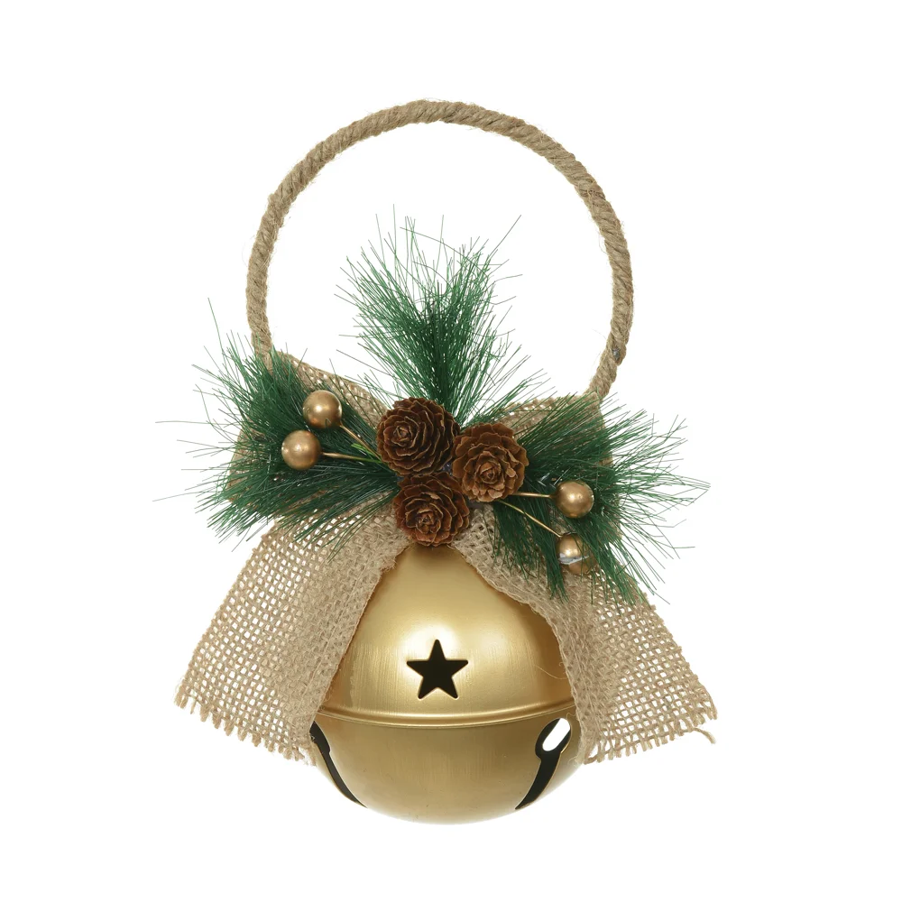 Enfeite Natal Guizo de Metal Dourado 18x15x10cm