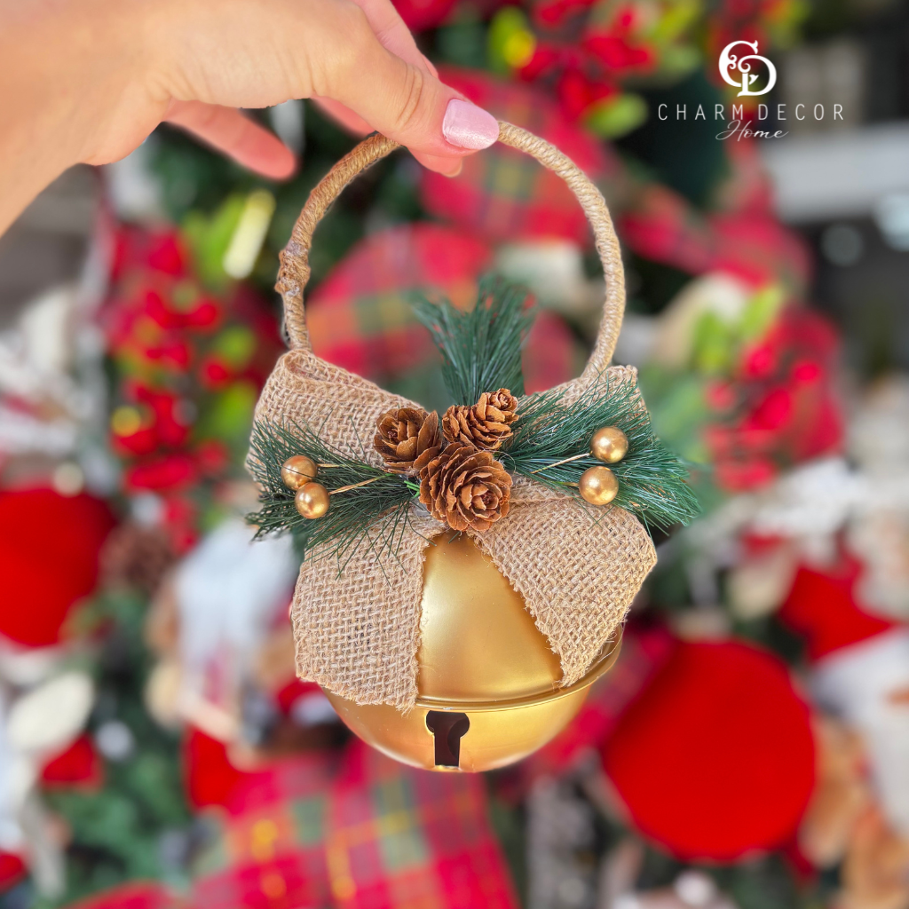 Enfeite Natal Guizo de Metal Dourado 18x15x10cm