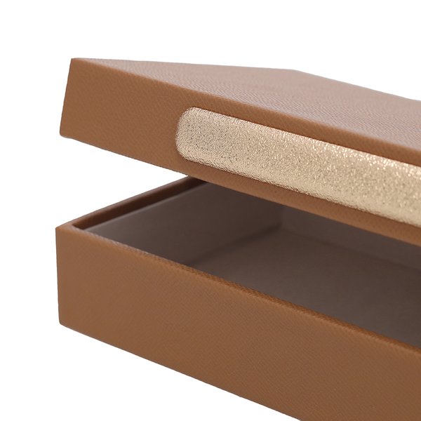 Caixa em MDF Com Revestimento em PU Marrom 7,5x25x14cm