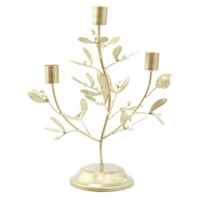 Candelabro Decorativo De Natal Dourado 30x23cm