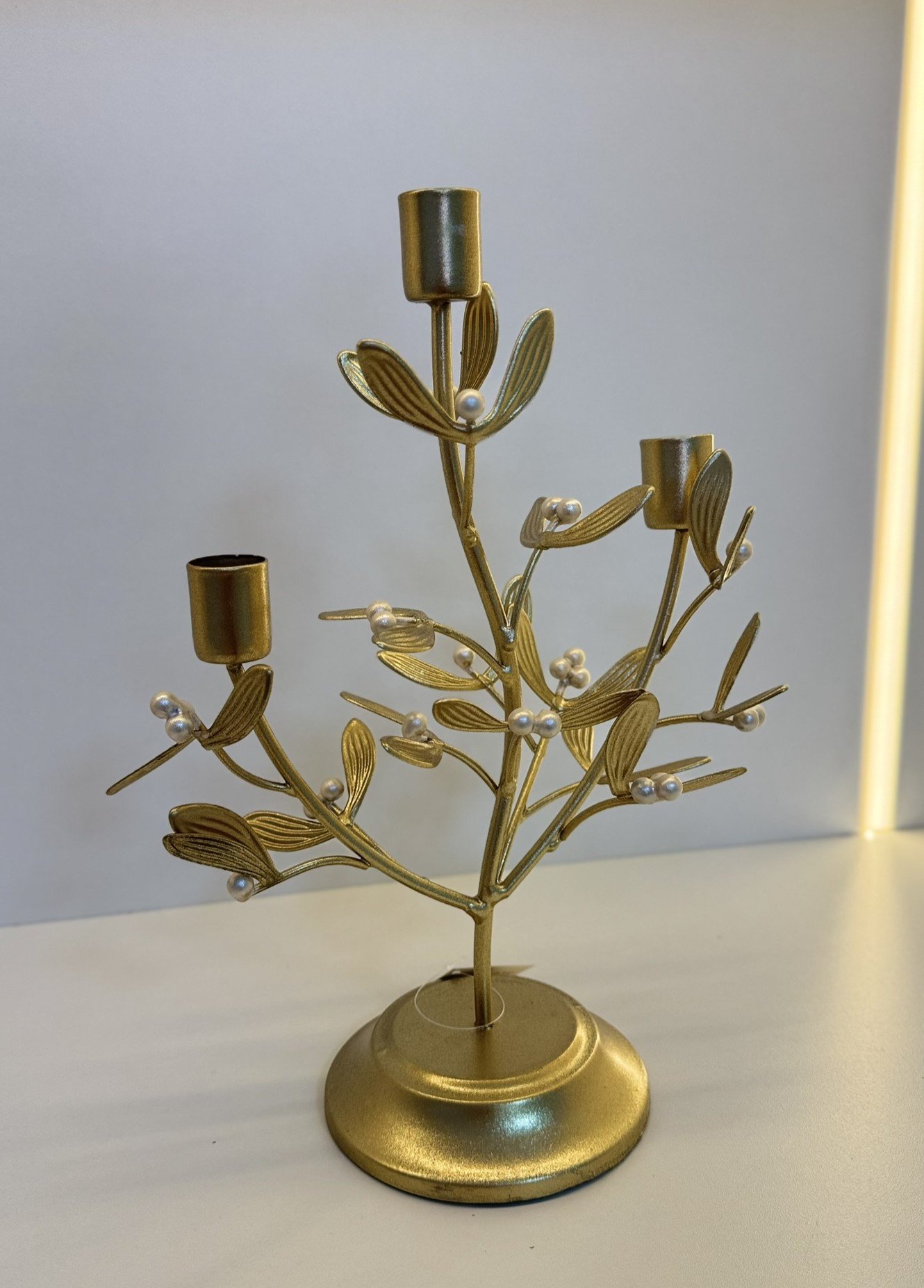 Candelabro Decorativo De Natal Dourado 30x23cm